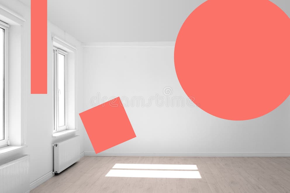 Empty Living Room with Windows. Stock Photo - Image of figures, living ...