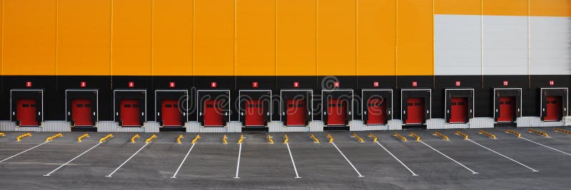 Empty Loading Dock of a Large Warehouse Stock Image - Image of goods ...