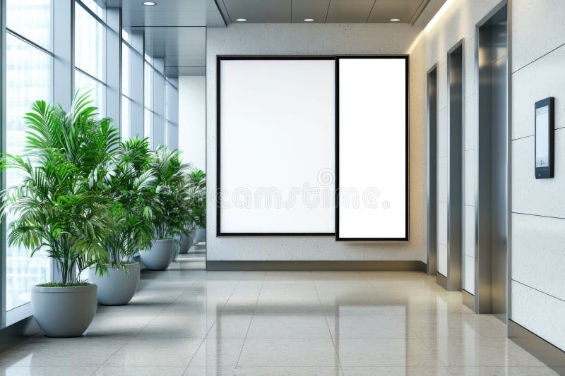 Empty Lobby with Plants and Frame Stock Image - Image of architecture ...