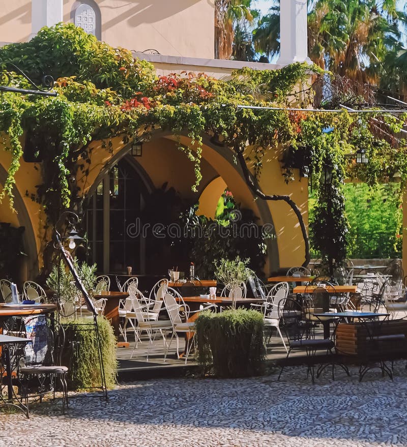 Empty Local Restaurant Outdoors Editorial Photography - Image of city ...