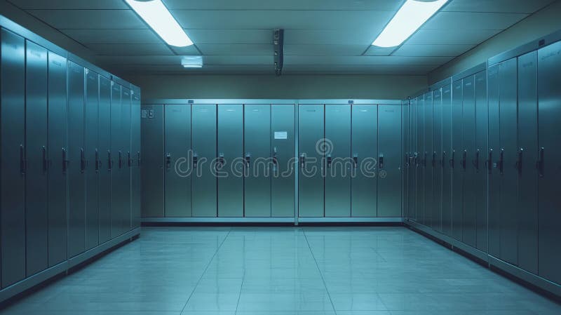Empty Locker Room with Benches and Lockers Stock Illustration ...
