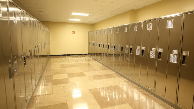 Empty Locker Room with Benches and Lockers Stock Illustration ...
