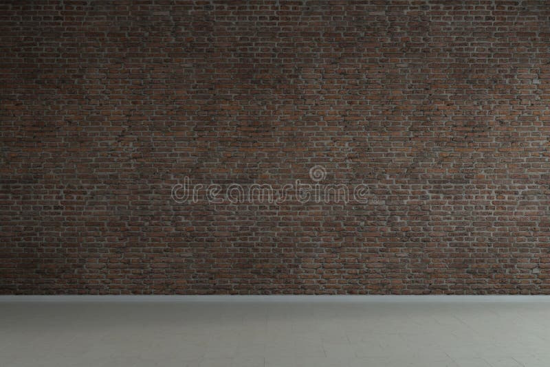 Empty Loft Industrial Grunge Interior with Old Brick Wall. 3d Rendering ...