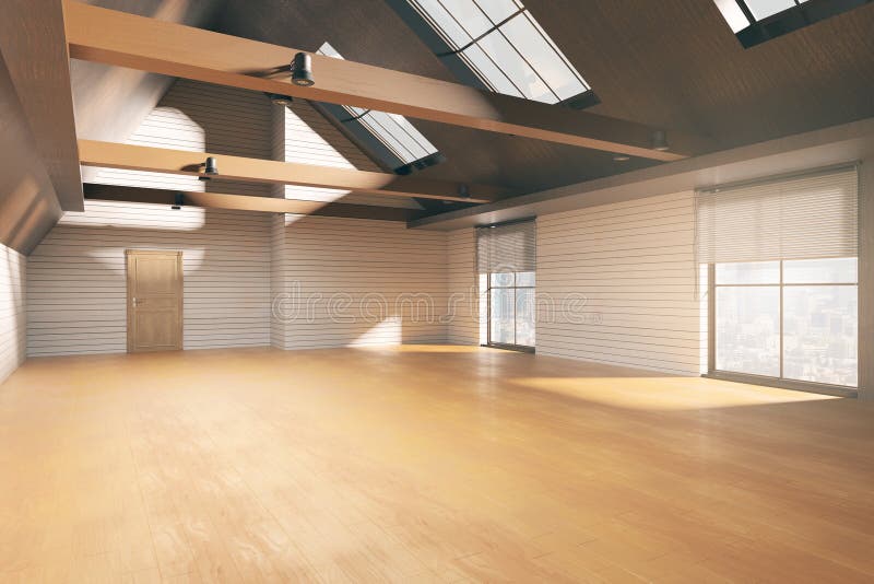 Empty loft interior stock illustration. Illustration of large - 85754994