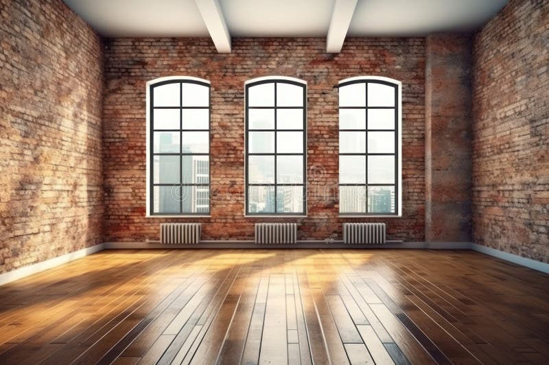 Empty Loft Room Red Brick Wall for Mockup .Generative AI Stock ...