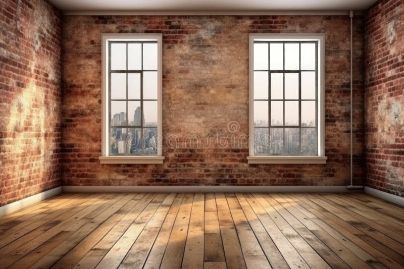 Empty Loft Room Red Brick Wall for Mockup .Generative AI Stock ...