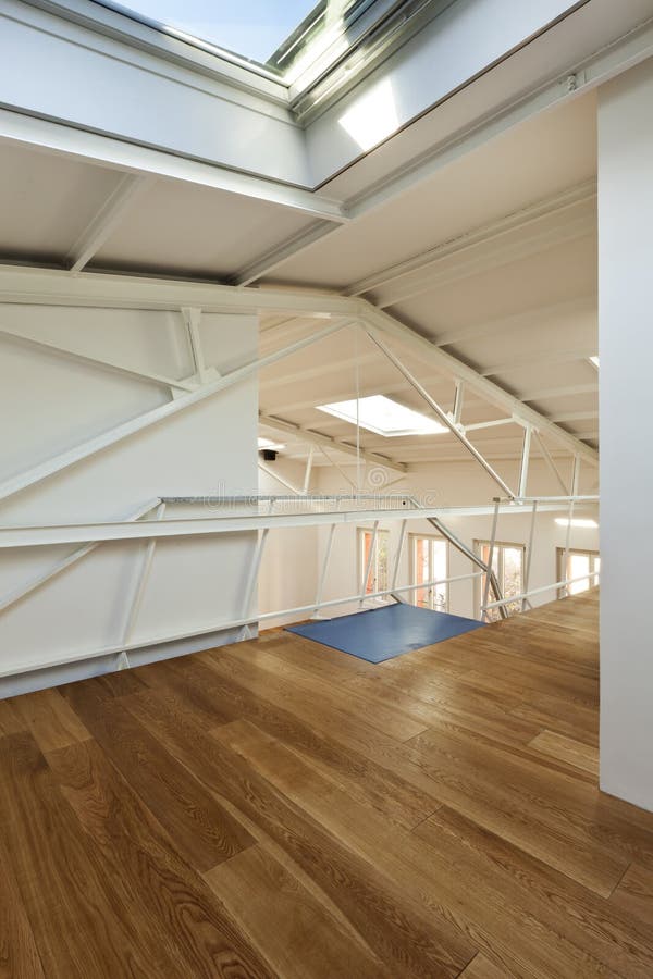 Empty loft, skylight stock image. Image of perspective - 22129127
