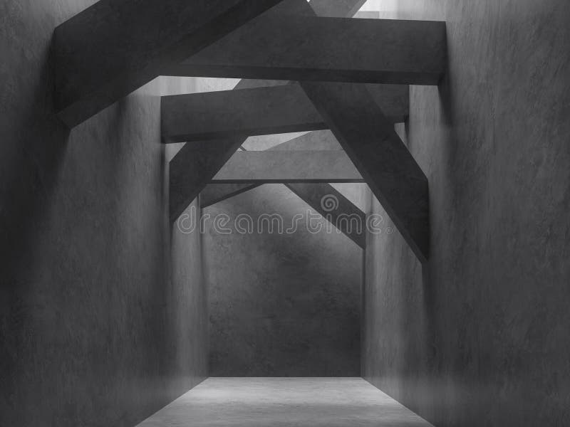 Empty Loft Style Room Decoration with Variety Angle Concrete Beam 3d ...