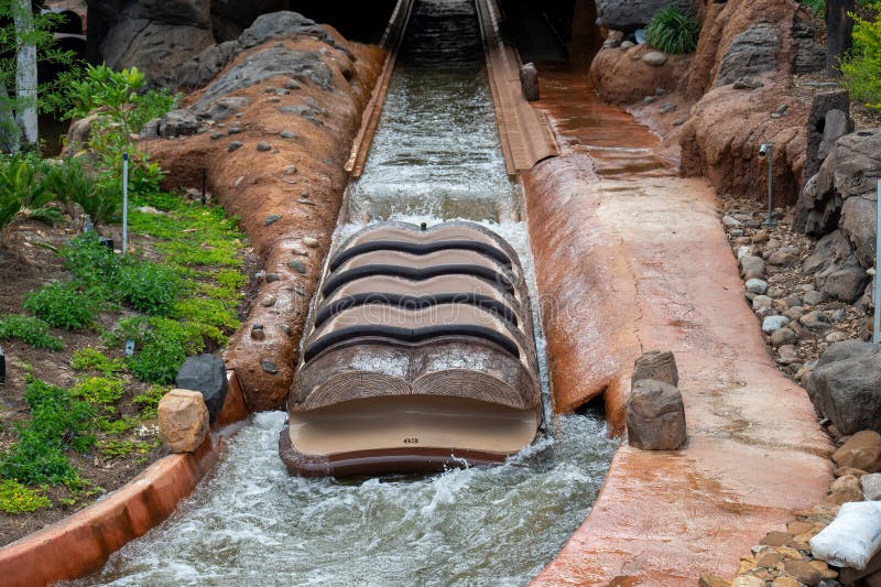Empty Log Boat on a Log Flume Ride Stock Image - Image of park, tourism ...