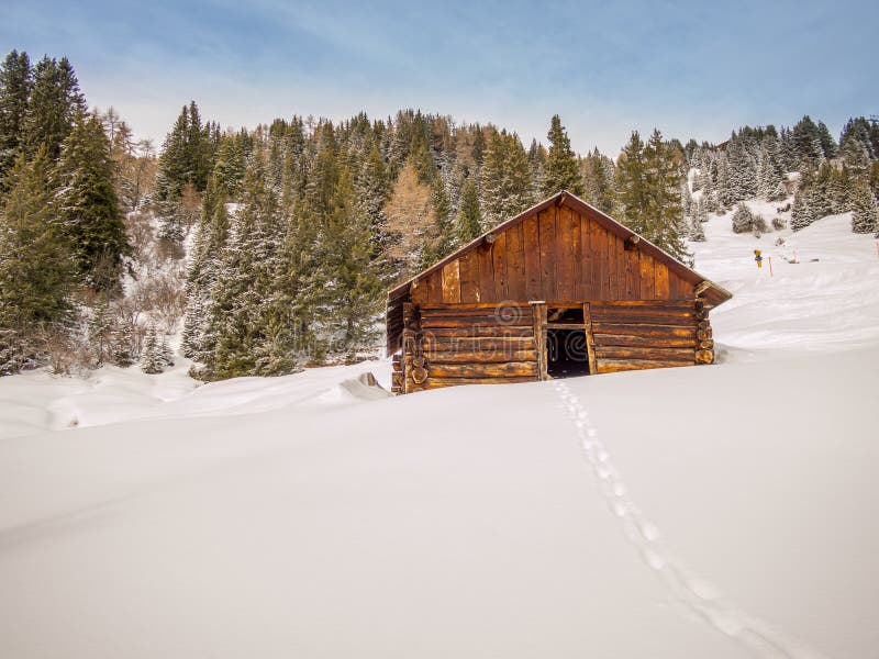 Empty Log Hut in the Swiss Alps - 2 Stock Image - Image of mountain ...