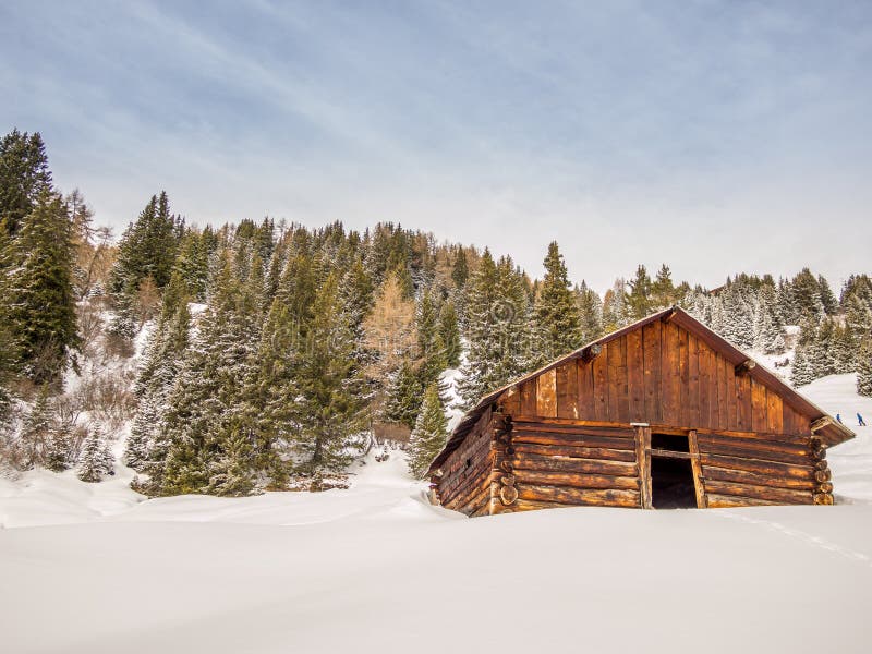 Empty Log Hut in the Swiss Alps - 3 Stock Image - Image of mountainside ...