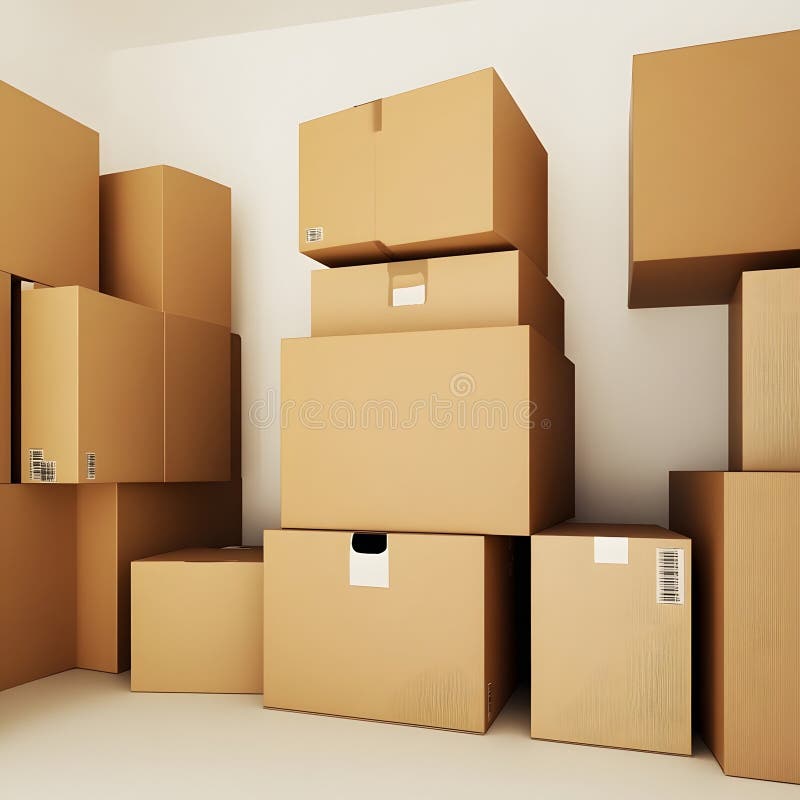 Empty Logistics Boxes Delivery Packaging Carton Shipping Stock ...