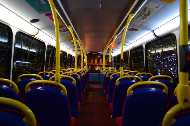 Empty London Bus editorial photography. Image of night - 86294852