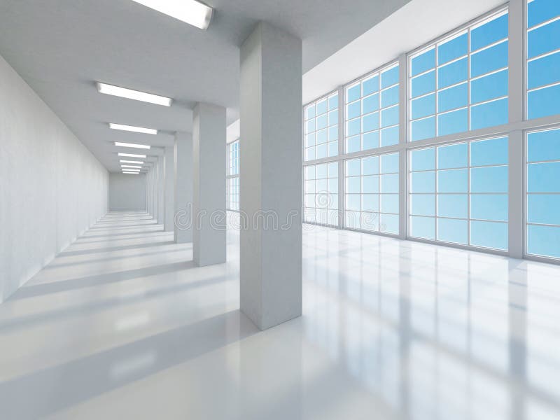 The empty long corridor stock illustration. Illustration of column ...
