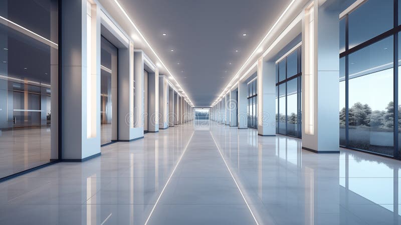 Corridor of Modern Building Stock Illustration - Illustration of floor ...