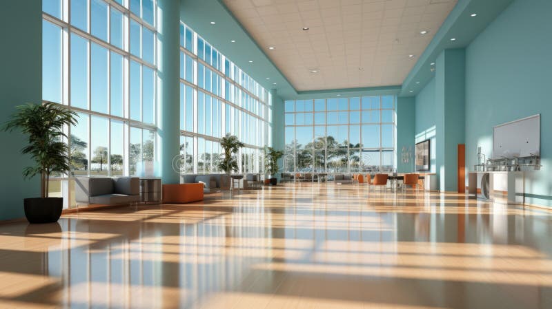 Empty Long Corridor in the Modern Office Building Stock Photo - Image ...