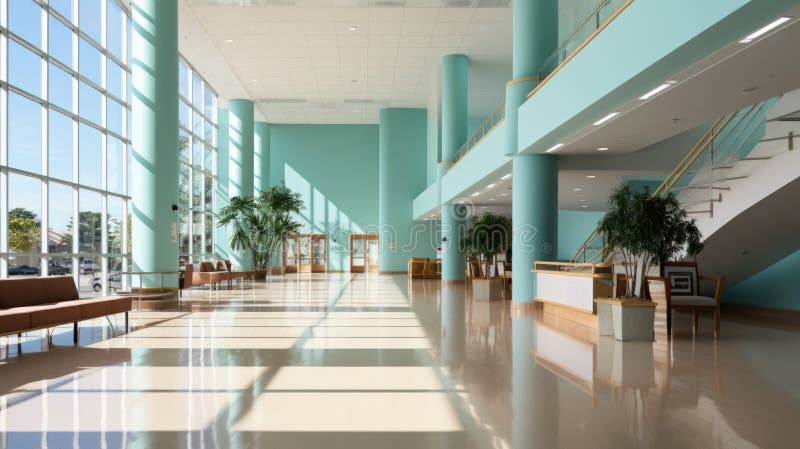 Empty Long Corridor in the Modern Office Building Stock Illustration ...