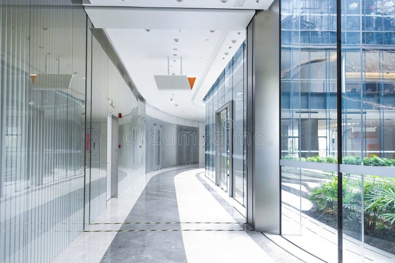 Modern Office Building Corridor Interior Stock Photo - Image of ...