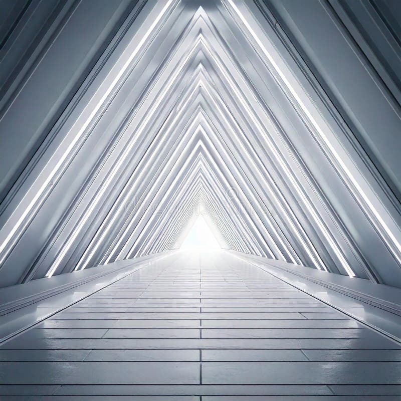 Empty Long Light Corridor: Modern White Background Generative AI Stock ...