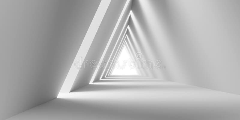 Empty Long Light Corridor. Modern White Background. Futuristic Sci-Fi ...