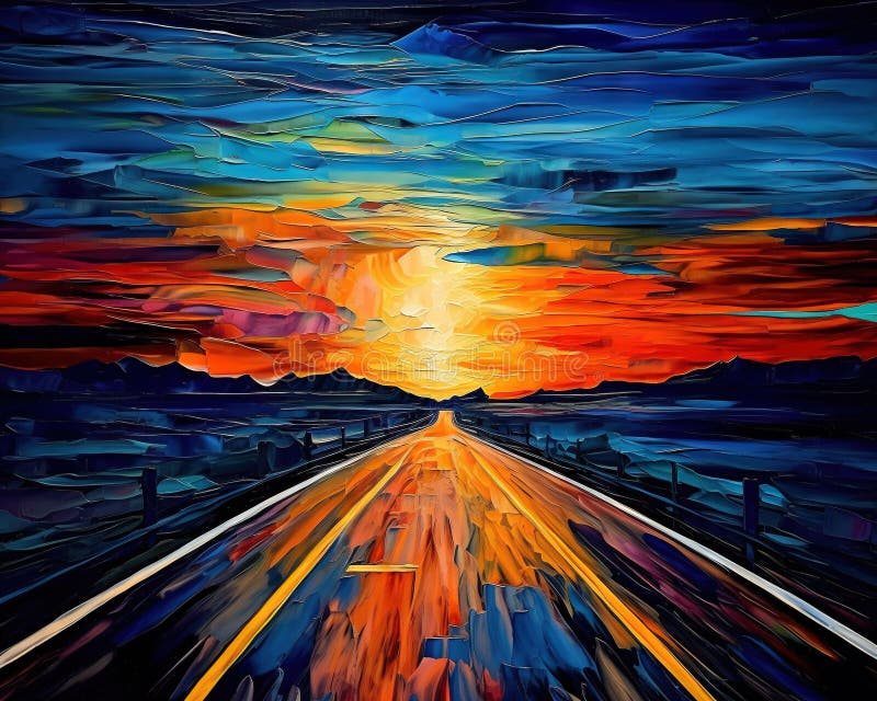 On Empty Long Road Abstract Art Begins Journey Generative Abstract ...