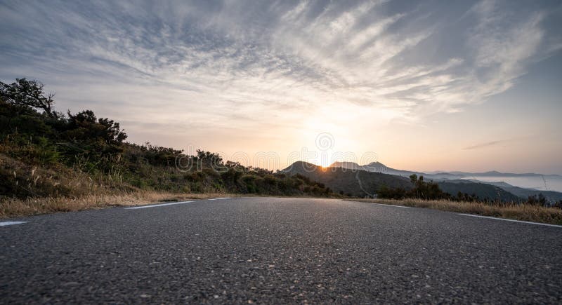 Empty Long Road on a Sunny Summer Day at Sunset Stock Photo - Image of ...