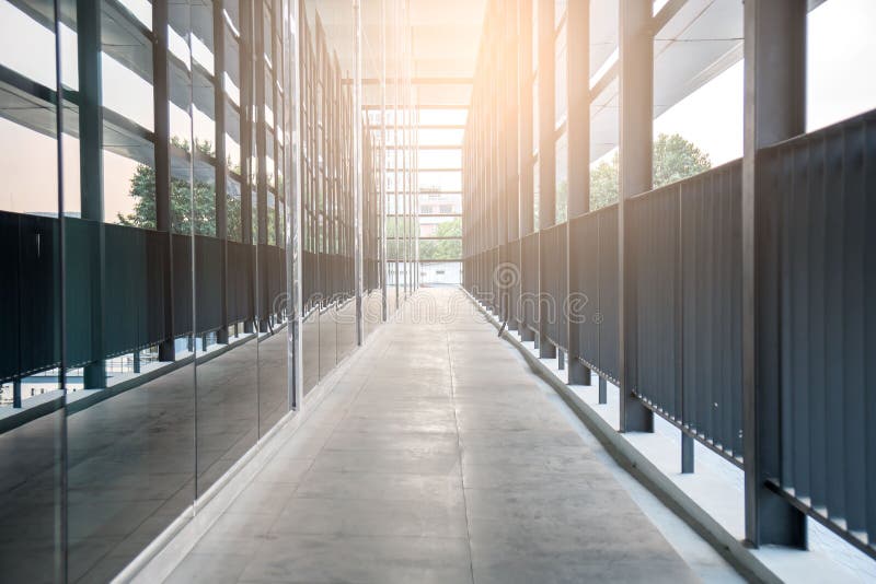 Empty Long Walkway Indoor in the Building Stock Image - Image of ...
