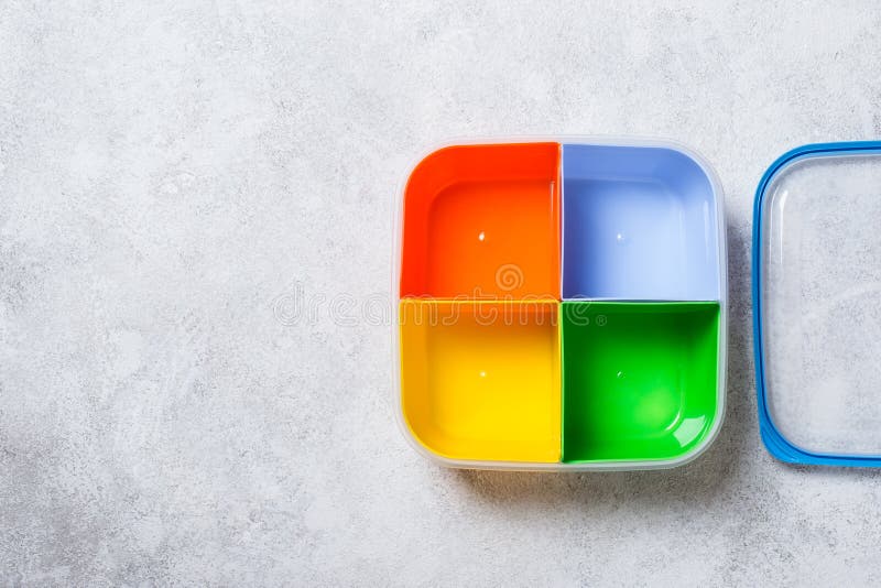 Empty Lunch Box with Four Sections for Different Food Stock Photo ...