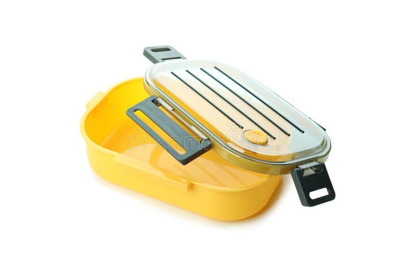 Empty Lunch Box Isolated on White Stock Image - Image of case, color ...