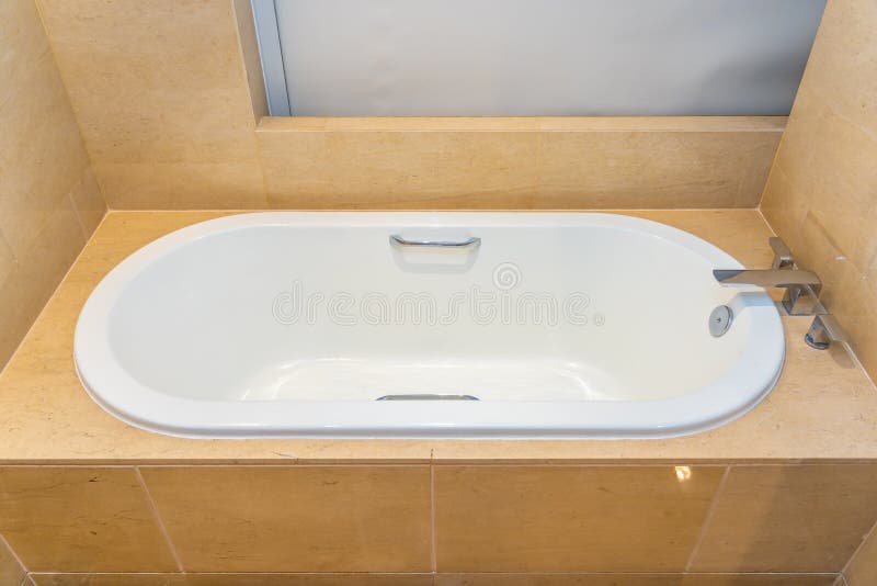 Empty Luxury Bathtub Decoration Interior of Bathroom Stock Photo ...