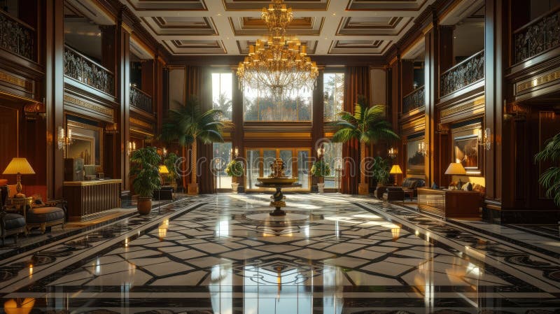 Empty Luxury Hotel Lobby Interior Background. Generative AI Stock Image ...
