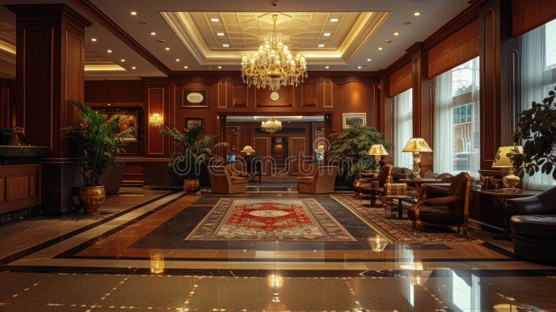 Empty Luxury Hotel Lobby Interior Background. Generative AI Stock Photo ...