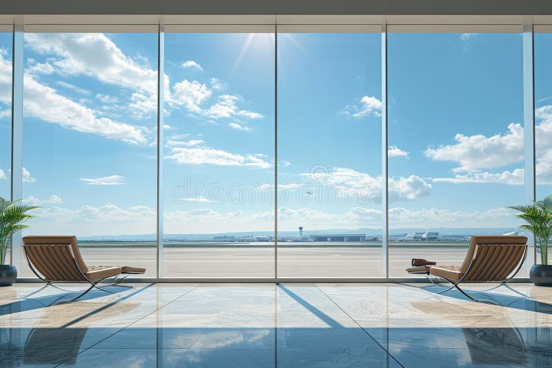 Empty Luxury Lounge in Passenger Hall at Airport Terminal. Generative ...