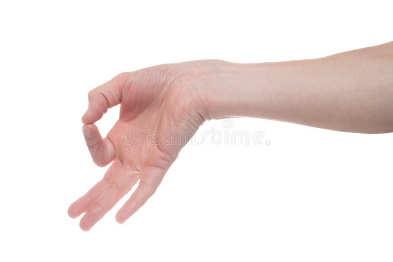 Empty Male Hand Making Gesture Like Holding Something Isolated on White ...