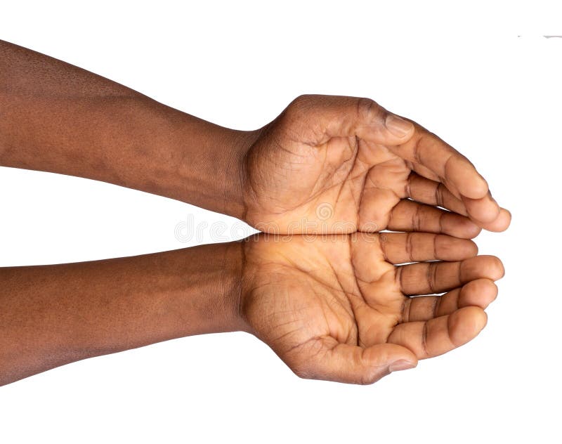 Empty Hands Making Holding or Protecting Gesture, Isolated on White ...