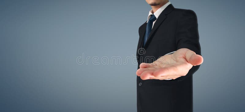 Man Giving Empty Hand. Open Hand Showing Concept Stock Photo - Image of ...