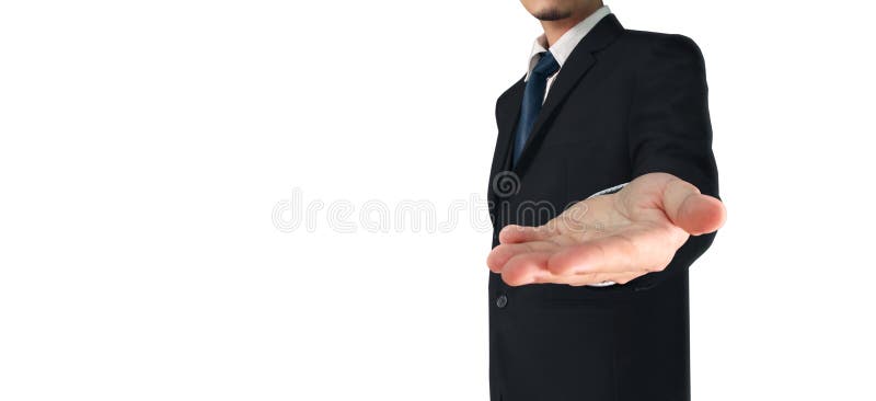 Man Giving Empty Hand. Open Hand Showing Concept Stock Photo - Image of ...