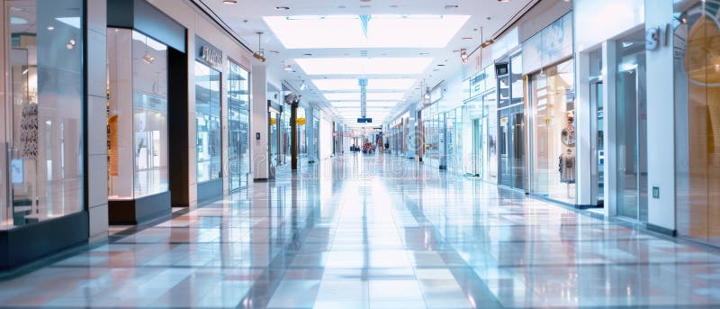 Empty Mall Corridor with Glass Storefronts during Daytime Stock Image ...