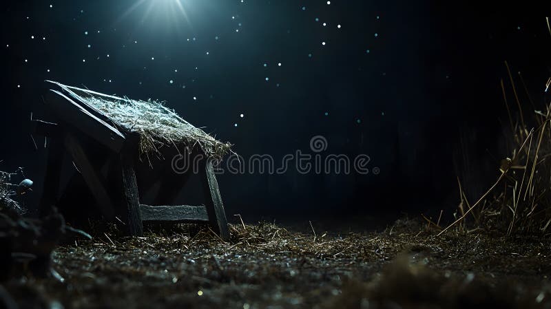 An Empty Manger with a Nativity Scene Concept Stock Image - Image of ...