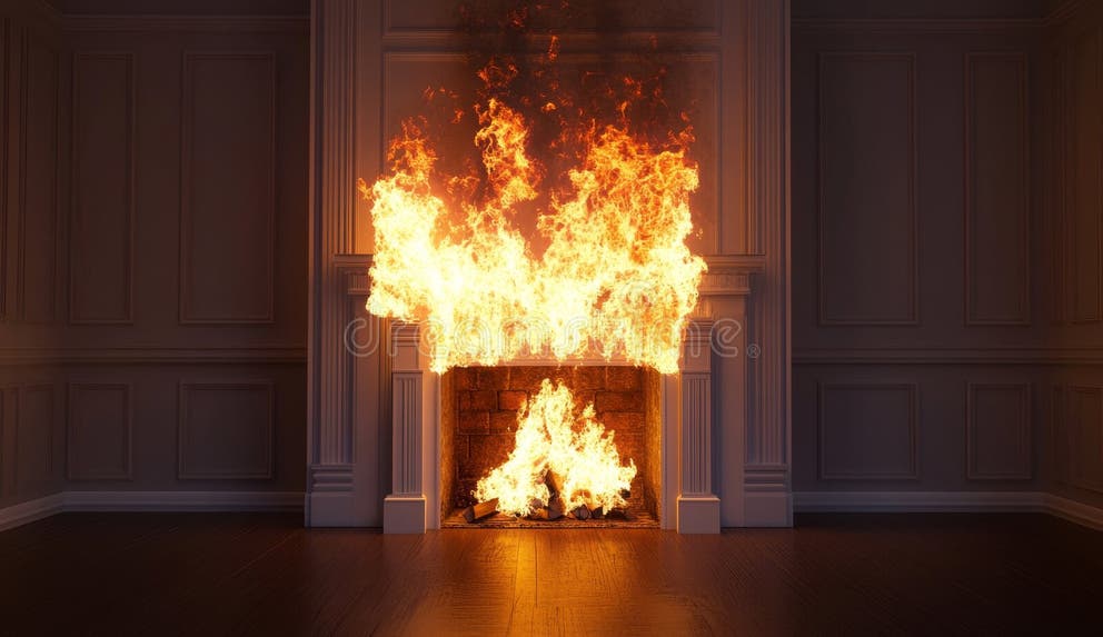 An Empty Mantle Piece Mockup Shelf with an Empty Fireplace. 3D ...