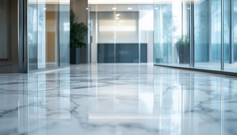 Empty Marble Counter Inside Glass Partition Captured in Close Up View ...