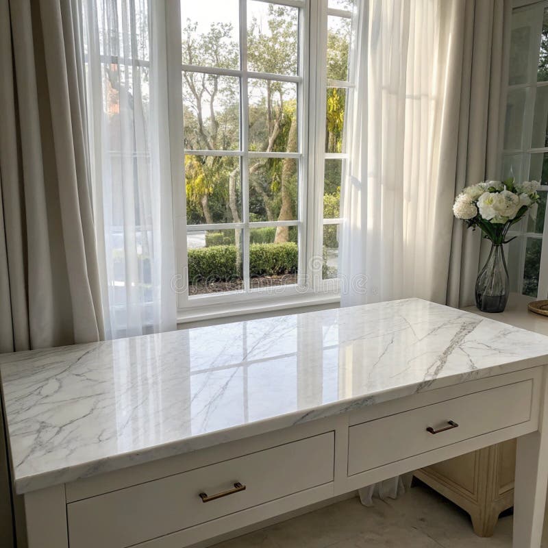 Empty Marble Desk Window Light White Curtains Stock Photos - Free ...