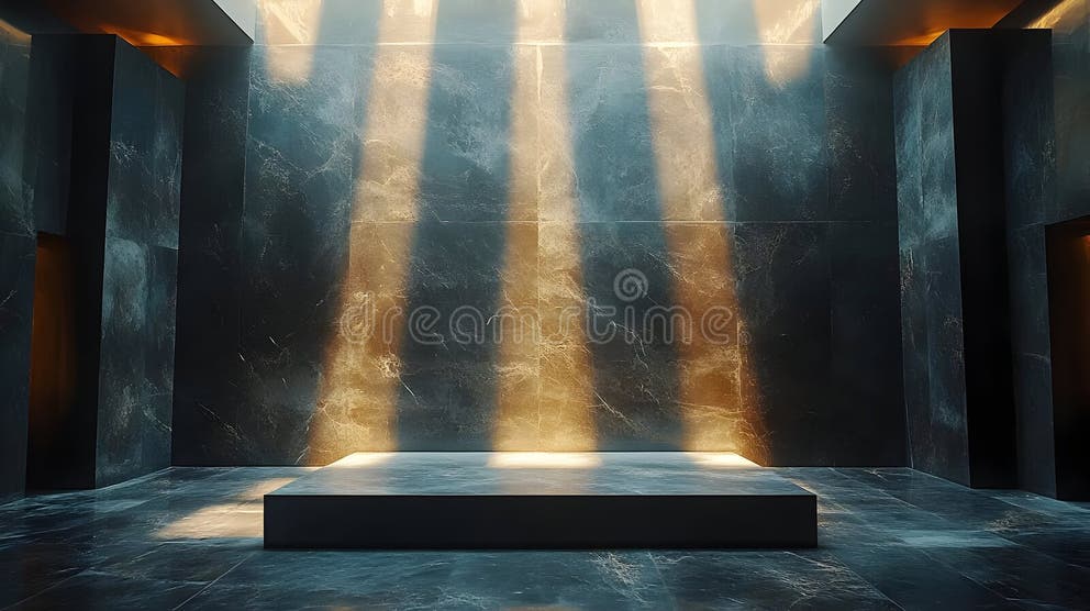 Empty Marble Room with Light Rays 3D Illustration Stock Illustration ...