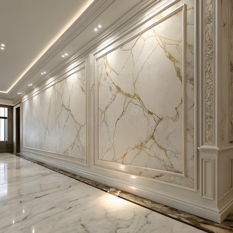 Empty Marble Wall Mockup of Reception Architecture Electronics ...