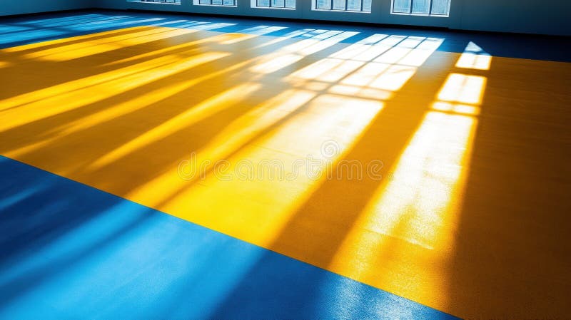 Empty Martial Arts Training Hall with Sunlight Shadows Stock ...
