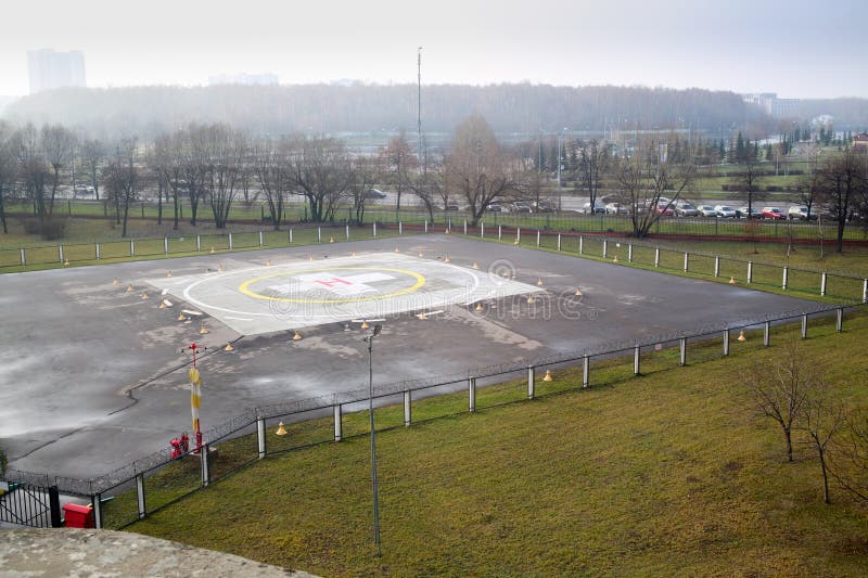 Empty Medical Service Helipad in the Stock Photo - Image of rotor ...