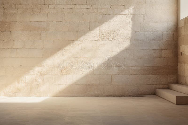 An Empty Medieval Room. a Wall of Light Beige Stone. Beautiful Daytime ...