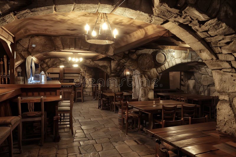 Empty Medieval Wooden Pub Interior. Generative AI Stock Photo - Image ...