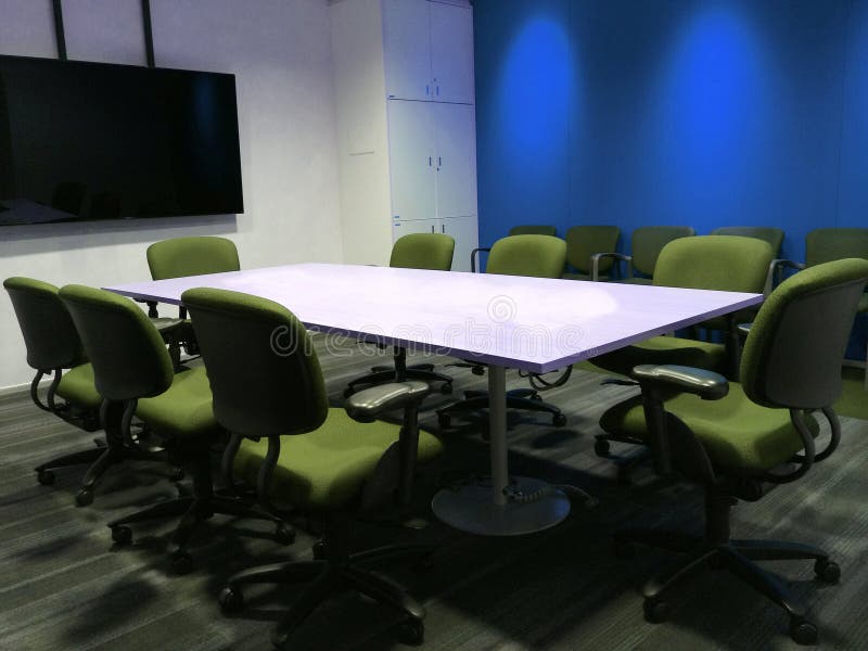 The Empty Meeting Room with Conference Table and Fabric Ergonomic ...