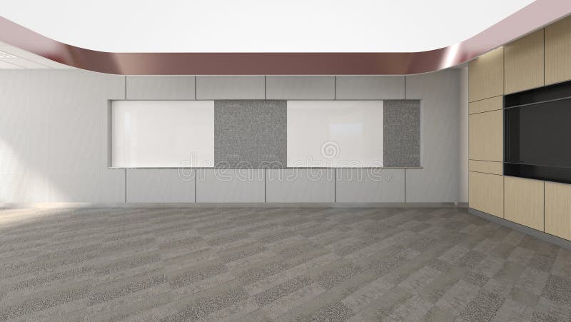 Empty Meeting Room in Office Corporate, 3d Render Interior Design, Mock ...